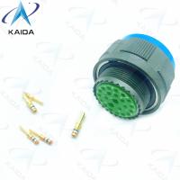 China 500V Olive Green Cadmium MIL-DTL-38999 Series 3 Crimp Gold Contacts 23 Male Pins D38999/26WE99PN.8D Series for sale