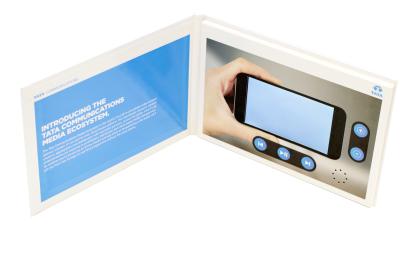 China Soft Cover LCD Video Mailer 256MB , Advertising Video Book with TFT 5 Inch Screen for sale
