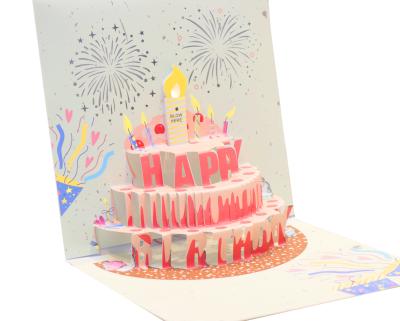 China Handmade 3D Greeting Card Birthday Theme Stunning Pop Up Craft Suitable for Business Announcements and Special Occasions for sale