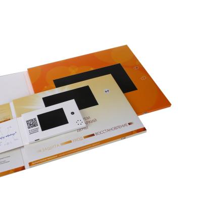 China Softcover LCD Video Brochure Card digital Gold Blocking 512MB Memory OEM for sale