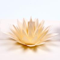 China Offset Printing 3D Pop Up Greeting Card White Water Lily Shape CE ROHS FCC Certificates for sale