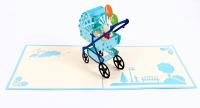 China Baby Pram 3D Pop Up Greeting Card With White Envelope CMYK Color Offset Printing for sale