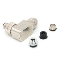 China IP67 Circular M12 Connectors Angled 4 Pin Male Full Metal Field Assembled Contact for sale