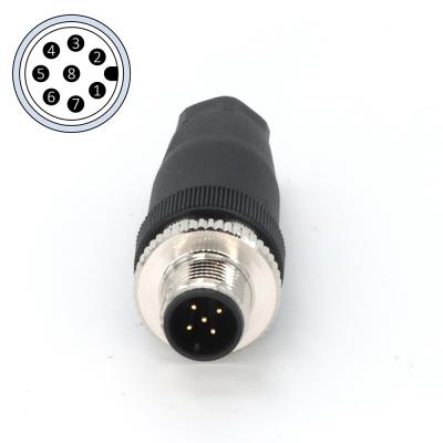 China Male A Coded M12 Connectors 8 Pin Field Wireable Assembly IP67 for sale
