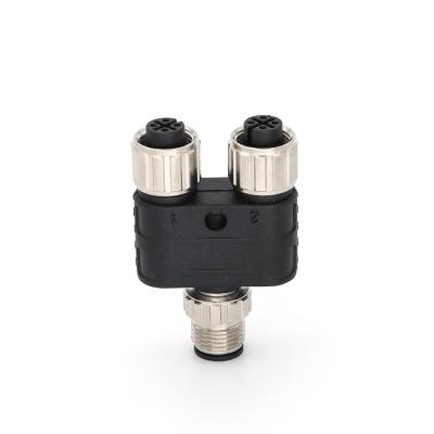 China IP67 M12 Y Distributor Connector Male 4 Pin To Female 4 Pin A Coded for sale