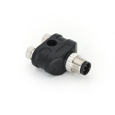 China 3 Pin Y Type Distributor Connector M12 Male To M8 Female A Coded IP67 for sale