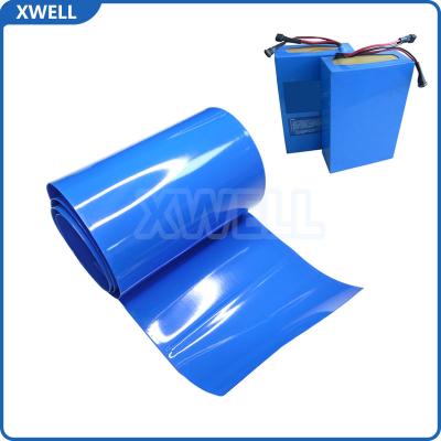 China Blue PVC Heat Shrink Wrap Film 150mm Width 200m Roll 120℃ for Lithium Battery Pack Outer Insulation Protection for sale