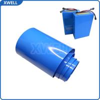 China Blue Cross-Linked PE Heat Shrink Tube 50mm Flat Width 100m Roll for 21700 26650 Battery Cell Insulation Sleeve 120℃ for sale