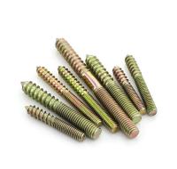 China High Durability Brass Plated Wood Screws M6 Double Head Thread Dowel Screw for sale