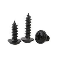 China DIN 968 Black Tapping Screws Cross Recessed Pan Head Tapping Screws With Collar Wafer Head Self Tapping Round Head Screw for sale
