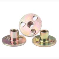 China Colour Zinc Three Hole Round Nut Lock Tee Nut M6 M8 M10 Three Hole Round Base Lock Nut for sale