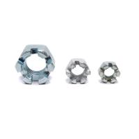 China GB6178 Slotted And Castle Hexagon Nut Blue White Zinc Plated for sale
