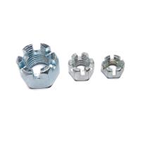 China GB6178 Slotted And Castle Hexagon Nut Blue White Zinc Plated for sale