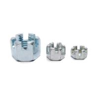 China GB6178 Slotted And Castle Hexagon Nut Blue White Zinc Plated for sale