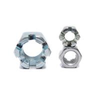 China GB6178 Slotted And Castle Hexagon Nut Blue White Zinc Plated for sale
