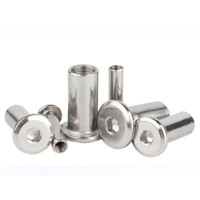 China Flat Head Hexagon Socket Sleeve Barrel Connector Nut Stainless Steel Sleeve Barrel Nut for sale