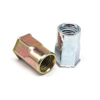 China Flat Head Riveted Nuts Flat Round Head Internal And External Half Hex Rivet Nuts Hex Insert Rivet Nut for sale