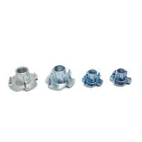 China Tee Nuts With Pronge DIN 1624 Blue White Zinc Tee Nuts With Pronge Four Claw Tee Nut For Furniture for sale