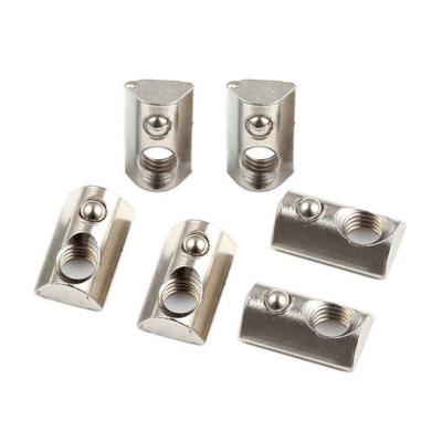 China T-slot Nut Self Aligning Slide-in T-Nut With Ball Stainless Steel Spring Compatible T Slot M8 Nut With Spring Loaded Ball for sale