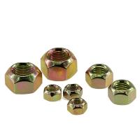 China Imperial Measurement System Grade4 Grade6 Yellow Zinc Plated M4 M6 M8 Steel Metal Hex Locking Nuts for Strong Fastening for sale
