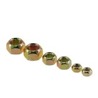 China Imperial Measurement System Grade4 Grade6 Yellow Zinc Plated M4 M6 M8 Steel Metal Hex Locking Nuts for Strong Fastening for sale