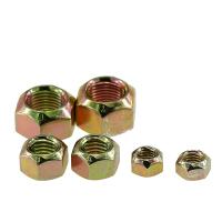 China Imperial Measurement System Grade4 Grade6 Yellow Zinc Plated M4 M6 M8 Steel Metal Hex Locking Nuts for Strong Fastening for sale