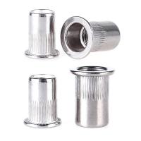 China Metric M3 M4 M5 M6 M8 M10 M12 Zinc and Wax Stainless Steel 304 316 Knurled Round Flat Head Blind Rivet Nut for Products for sale