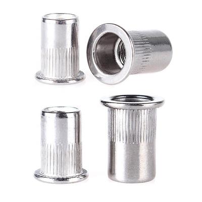 China Metric M3 M4 M5 M6 M8 M10 M12 Zinc and Wax Stainless Steel 304 316 Knurled Round Flat Head Blind Rivet Nut for Products for sale
