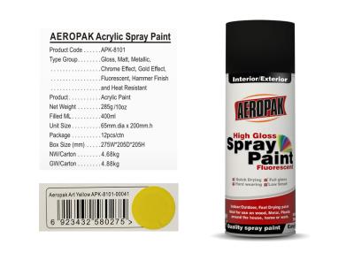 China AEROPAK art yellow color 400ml acrylic Spray Paint for wood with MSDS certificate for sale