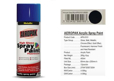 China AEROPAK Deep Blue Fast Dry High Spray Rate Aerosol Spray Paint for Cars and Metal for sale