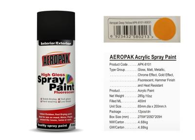 China AEROPAK Brand Deep Yellow Color Aerosol Can Spray Paint with SGS for sale