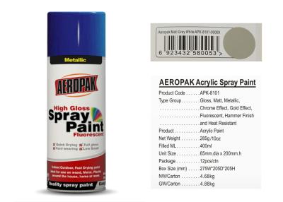 China AEROPAK Acrylic Spray Paint Matt Grey White Color For Car / Wood APK-8101-00009 for sale
