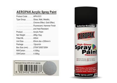 China AEROPAK Low Smell Aerosol Spray Paint , Silver Color Car Spray Paint for sale