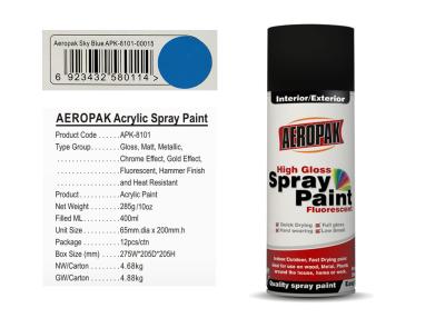 China Hard Wearing Colorful Spray Paint Sky Blue Color For Plastics / Concrete  for sale