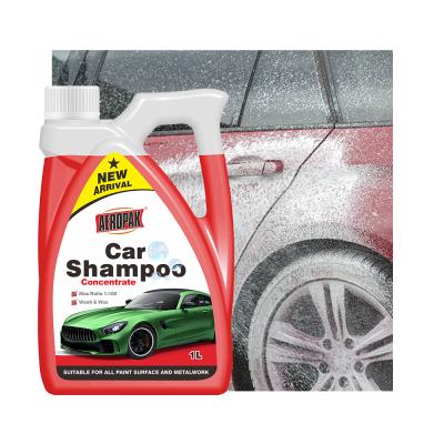 China Aeropak 1000ml Professional High Foaming & Ceramic Coating Safe Lemon Fragrance Car Shampoo with Wax Plastic Bottle for sale