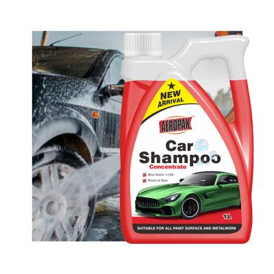 China Aeropak 1000ml Lemon Fragrance Car Wash Liquid Rich Foam Car Shampoo in Plastic Bottle for Cleaning and Removing Dirt for sale