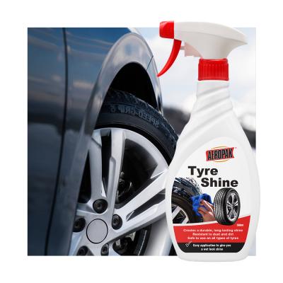 China Aeropak 500ml Tire Foam Cleaner Shine Spray Restores Deep Black Color Glossy for UV Protection Car SUV Tires 3-Year for sale
