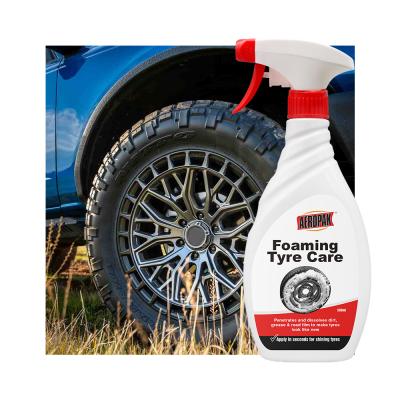 China Aeropak 500ml Tire Cleaner Spray Plastic Bottle Car Tire Shine Foam Cleaner with 3-Year Expiration for sale