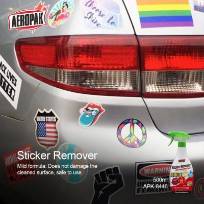 China Aeropak High Quality 500ml Bottle Car Label Adhesive Glue Sticker Remover Agent Car Window Sticker Remover Cleaner Spray for sale