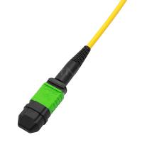 China 12 Fiber MPO to LC Breakout Patch Cable 2.0mm Single Mode 9/125 OFNP Plenum Yellow Jacket for 10G/40G Data Centers for sale