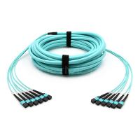 China 6 x MPO Female to Female Trunk Cable Assembly 72 Fibers OM3 OFNR Aqua Jack 400m 10G Distance for sale