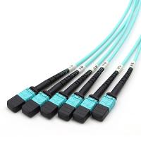China 6 x MPO Female to Female Trunk Cable Assembly 72 Fibers OM3 OFNR Aqua Jack 400m 10G Distance for sale
