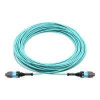 China MPO Pro Male to MPO Pro Male Trunk Cable Assembly 12 Fibers OM4 Aqua Jacket 400m 10G Distance for sale
