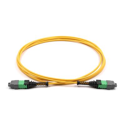 China OS2 Yellow Jacket 12-Fiber MPO Trunk Cable with APC Connectors for Data Centers - 0.35dB Max IL, -40°C to +85°C Operating Range for sale