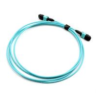China MPO Female to Female Trunk Cable Assembly 12 Fibers OM3 OFNR Aqua Jacket with 400m 10G Distance and 0.35dB Insertion Loss for sale