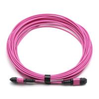 China MPO Male to Female Trunk Cable Assembly 12 Fibers OM4 OFNP Magenta Jacket with 0.35dB Insertion Loss and 400m 10G Distance for sale