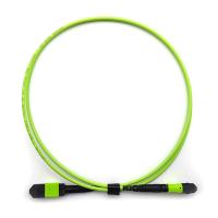 China 12-Fiber MPO Trunk Cable Female to Female Polarity A OM5 OFNP Lime Jacket - 400m 10G Distance for sale