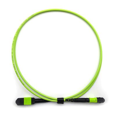 China 12-Fiber MPO Trunk Cable Female to Female Polarity A OM5 OFNP Lime Jacket - 400m 10G Distance for sale