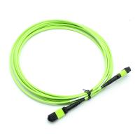 China 12-Fiber MPO Trunk Cable Female to Female Polarity A OM5 OFNP Lime Jacket - 400m 10G Distance for sale