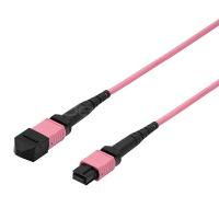 China MPO Male to Female Trunk Cable Assembly 12 Fiber OM3 50/125μm with 400m 10G Distance and 0.35dB Insertion Loss for sale